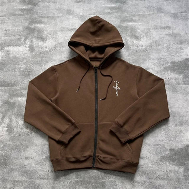 Travis Scott Yup letters hoodie brown
