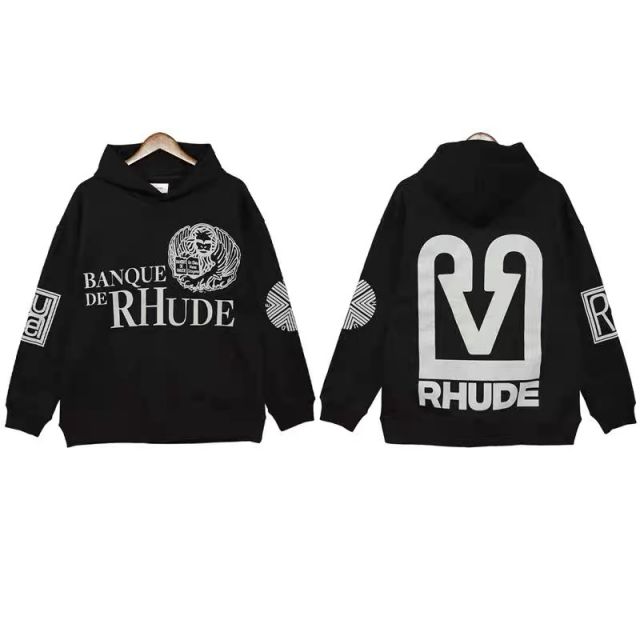 Rhude banque de rhude letters hoodie black
