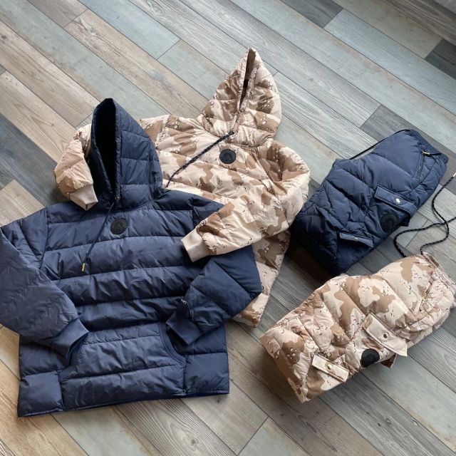 Kith winter suits navy blue camo