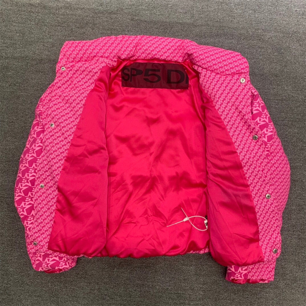 Sp5der star print puffer pink