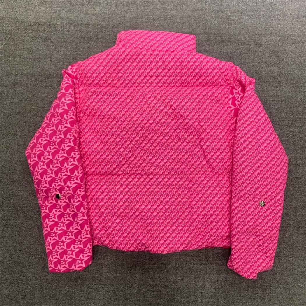 Sp5der star print puffer pink