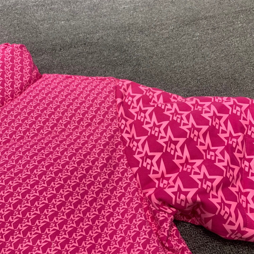 Sp5der star print puffer pink