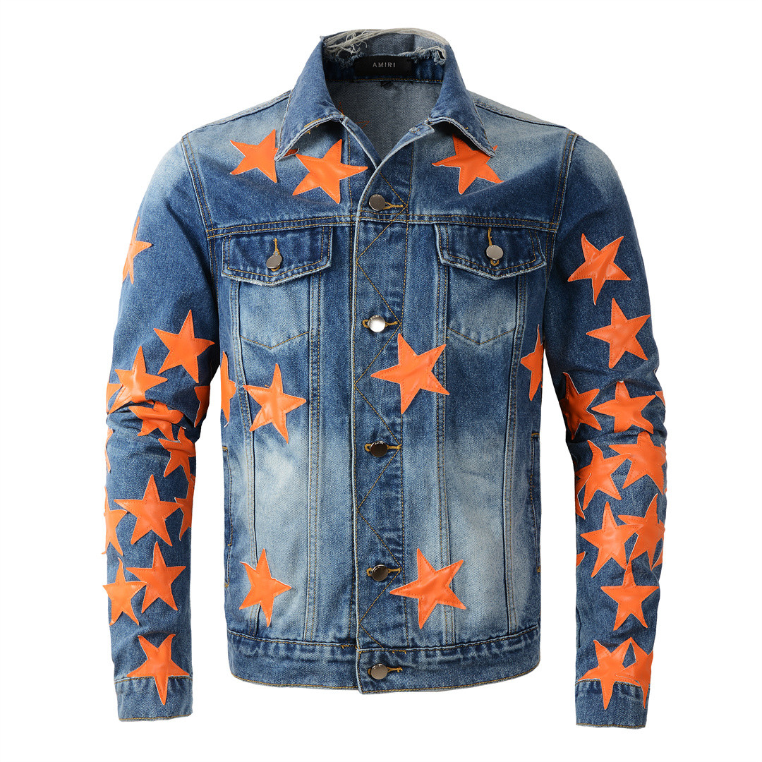 Amiri Orange Stars denim jacket
