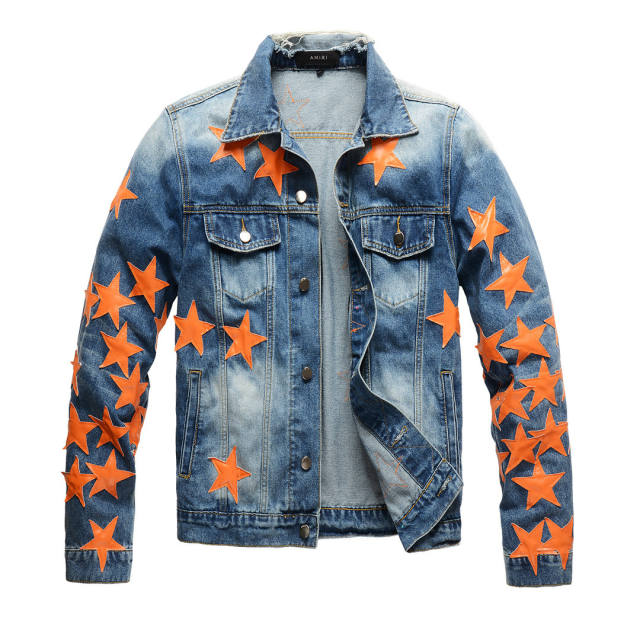 Amiri Orange Stars denim jacket