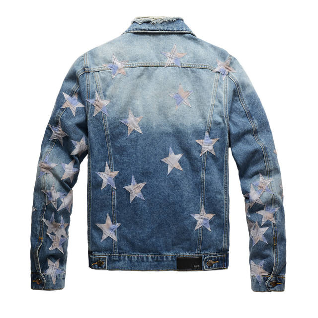 Amiri checkered Stars denim Jacket Blue