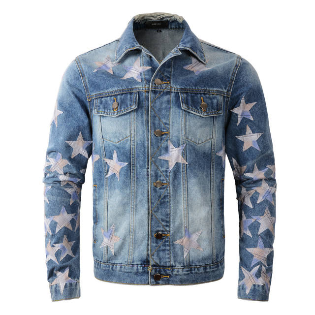 Amiri checkered Stars denim Jacket Blue
