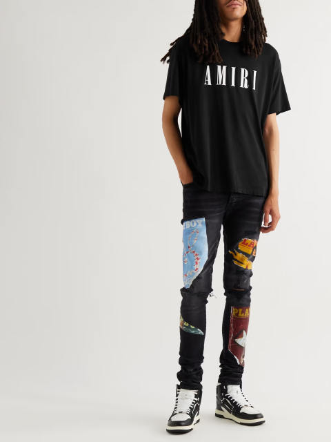 #8324 Amiri Poster Indigo Denim Patch Jeans Pants Blue Reps Replica ...