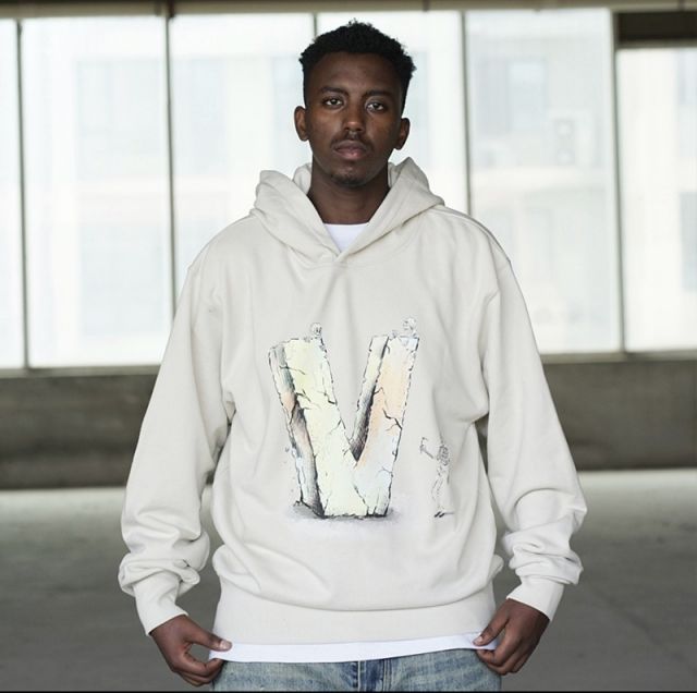 Vlone bone embroidery hoodie black white