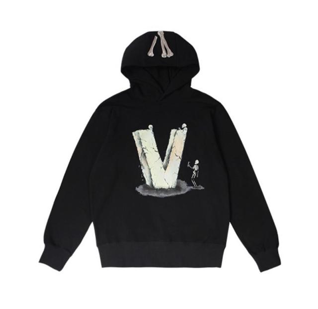 Vlone bone embroidery hoodie black white