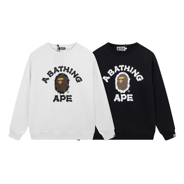 Bape Hand Painted Fonts Logo Crewneck Sweatshirt Black