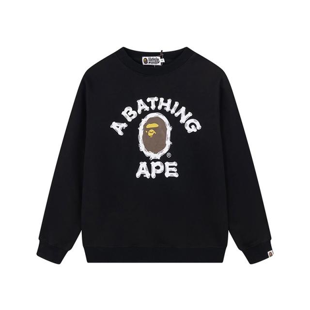 Bape Hand Painted Fonts Logo Crewneck Sweatshirt Black
