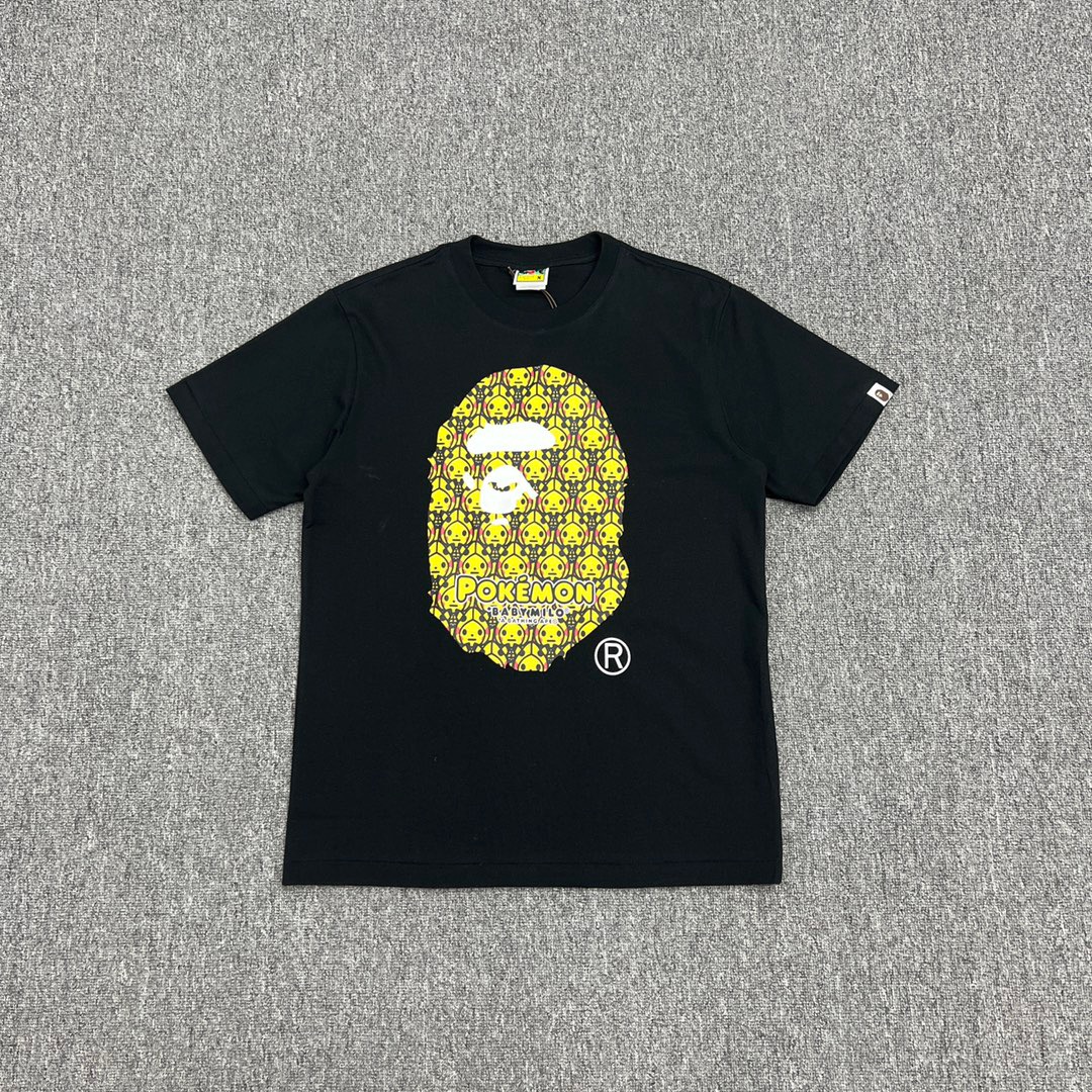 Bape A Bathing Ape Pokemon gold logos t-shirt black white