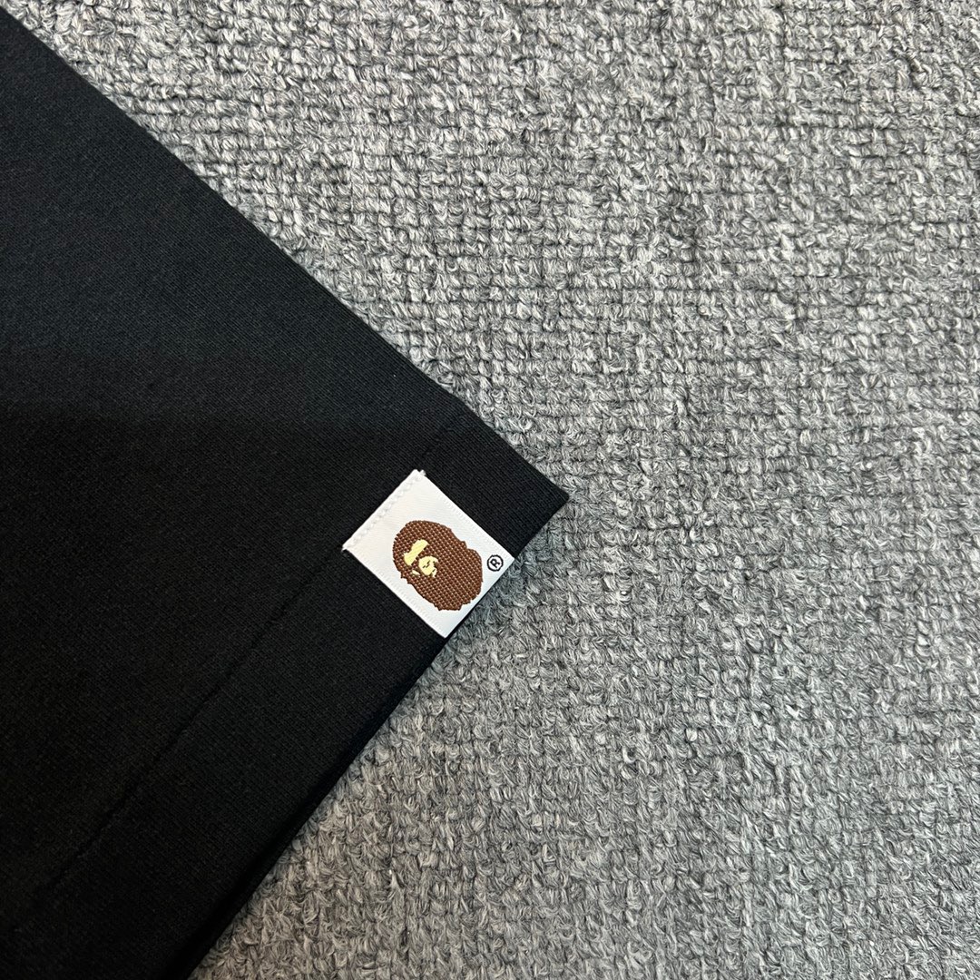 Bape blue green zippers shark face t-shirt black white