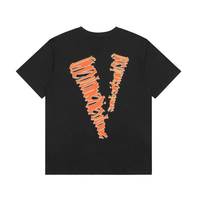 Vlone curve letters tee black white