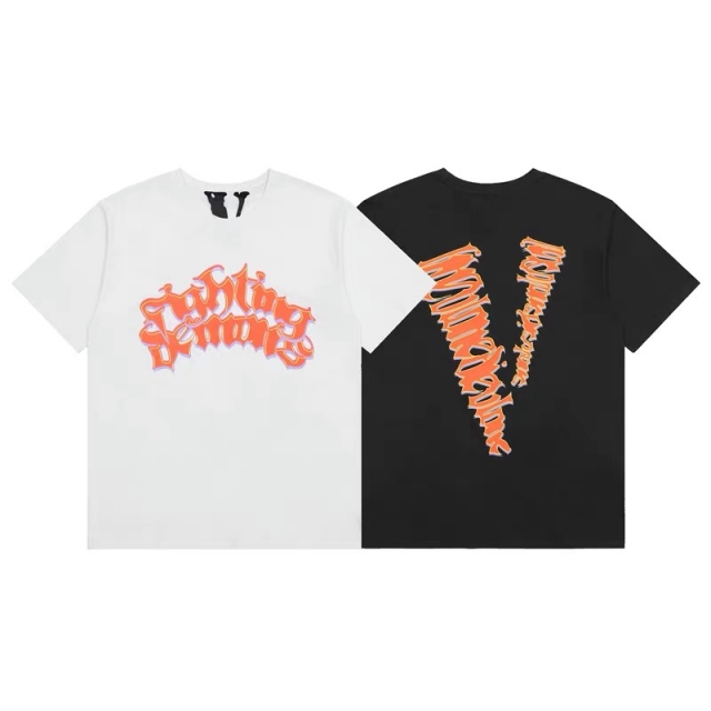 Vlone curve letters tee black white