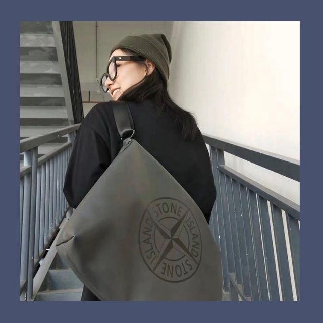 Stone Island Big Hang Bag & Shoulder Bag Black Army Green