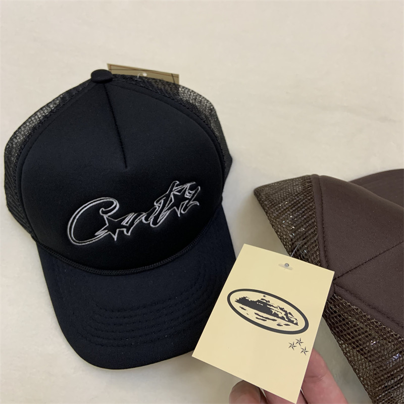 Corteiz star letters trucker hat black brown