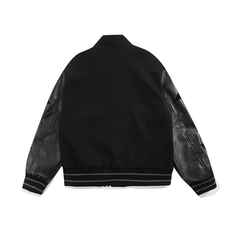 Bape 'World Gone Mad' Star Sleeve Varsity Jacket Black