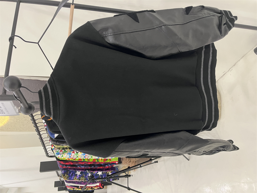 Bape 'World Gone Mad' Star Sleeve Varsity Jacket Black