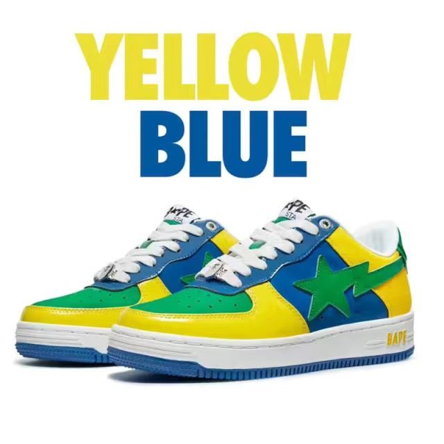 A Bathing Ape Bape Sta Blue Yellow Green Shoes Sneakers (US5-US13)