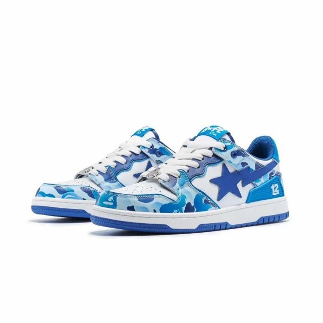 A Bathing Ape Bape Sta Bapesta Blue Camo Shoes Sneakers