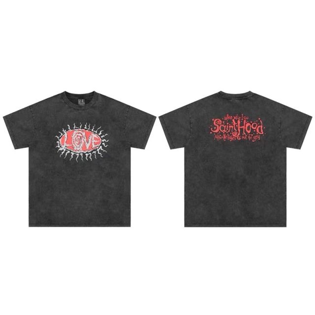 Saint Michael love eye washed tee black