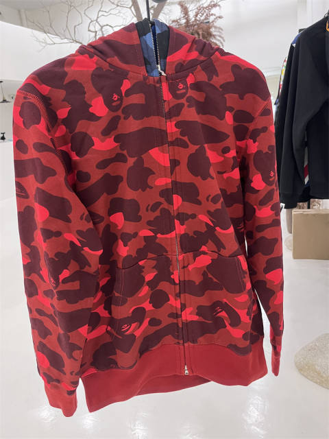 Bape Shark & Tiger Double Hood Red Camo Hoodie