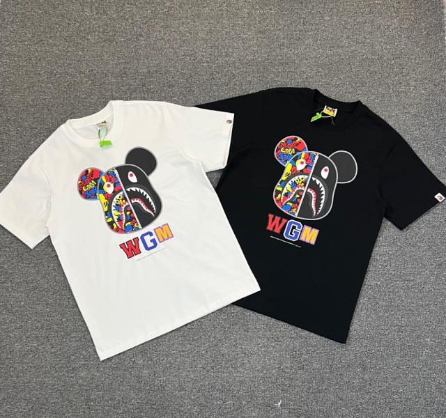 Bape x Bearbrick Half Zipped Face T-Shirts Black White