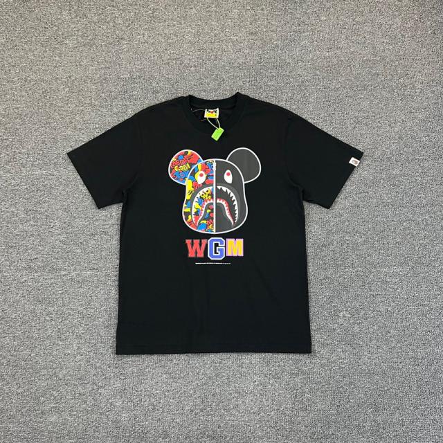 Bape x Bearbrick Half Zipped Face T-Shirts Black White