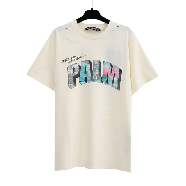 Palm Angels 3D letters Tee Beige