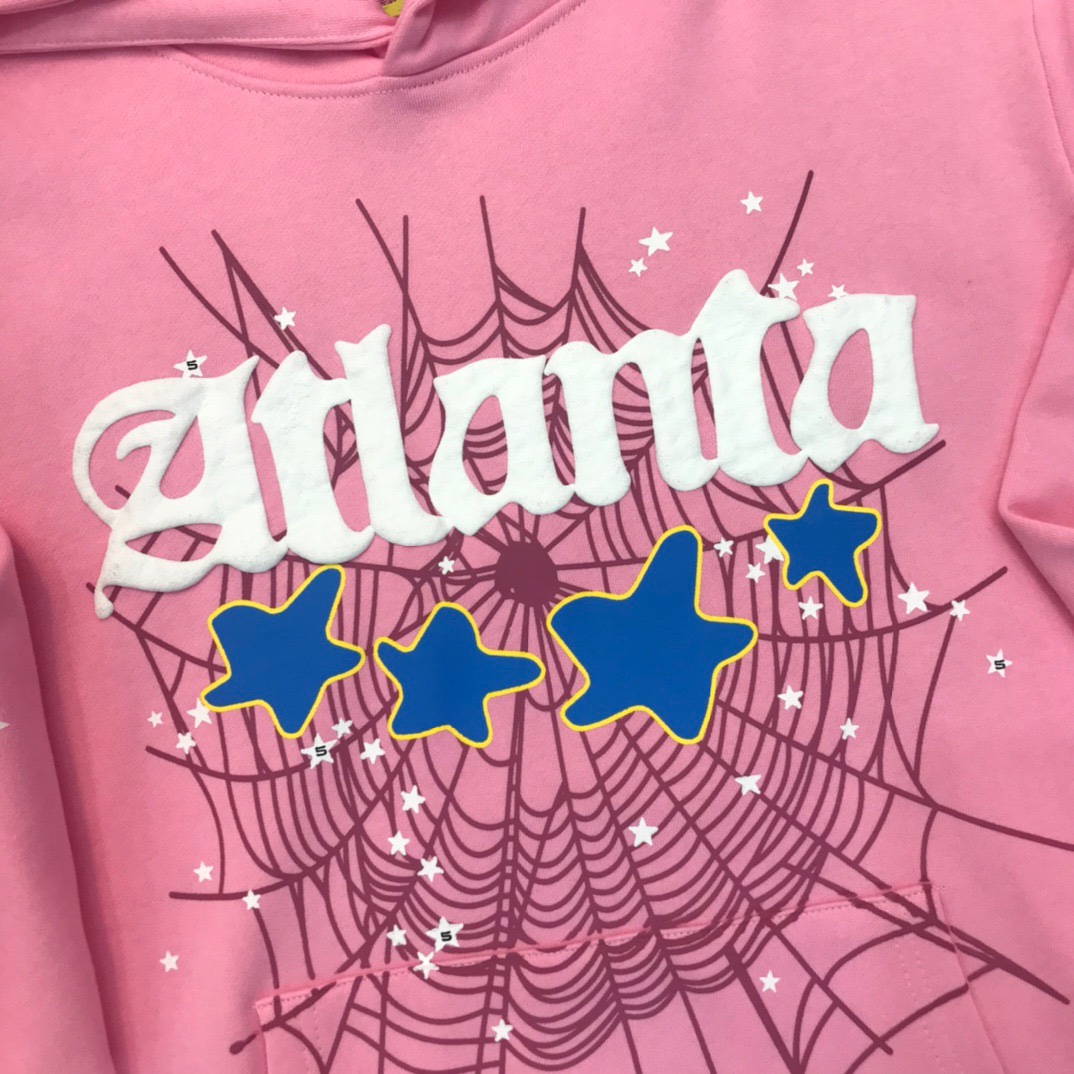 Sp5der Atlanta Stars Pink Hoodie Pants Tracksuit
