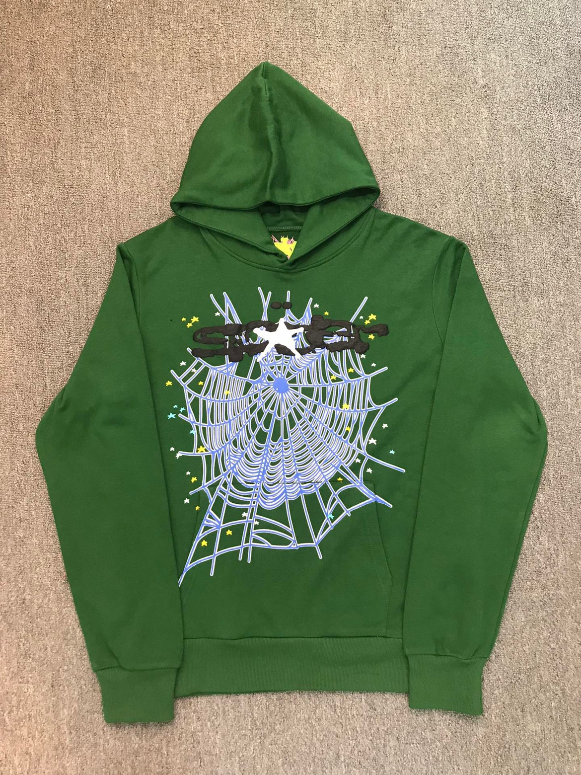 Sp5der Spider Web Green Hoodie Pants Tracksuit