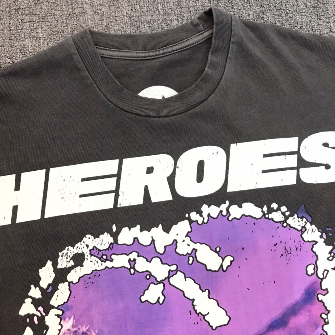 Hellstar Metro Boomin Purple Heart On Fire T-Shirt Tee Black