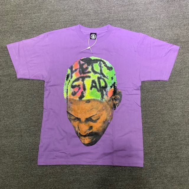 Hellstar Studios Rodman Green Hair Tee T-Shirt Purple White Purple
