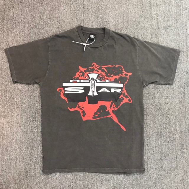 Hellstar Studios Cross T-Shirt Green Yellow Red