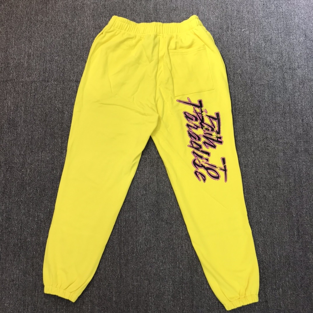 Hellstar studios letters sweat pants yellow black green