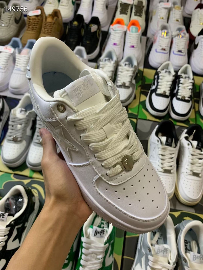 Bape Sta Bapesta Pure White Shoes Sneakers Women Men