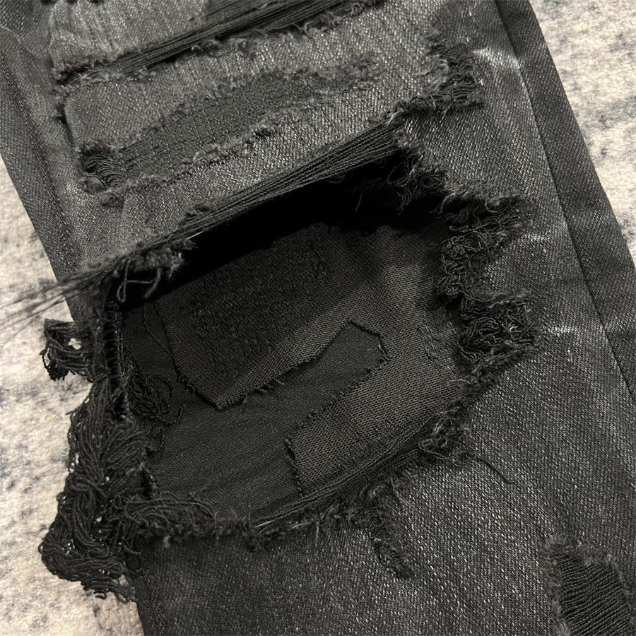 1:1 Quality Amiri 23SS Indigo Denim Embroidery Destroy Jeans Pants