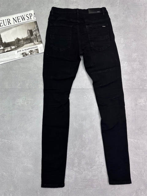 1:1 Quality Amiri 23SS Indigo Denim Embroidery Destroy Jeans Pants