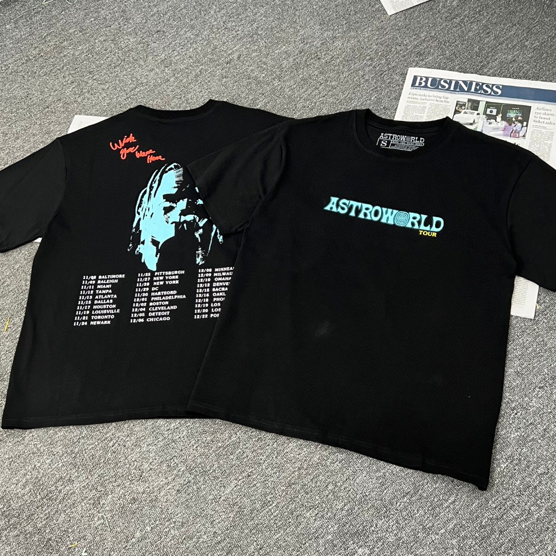 Travis Scott Blue Letters Tee black