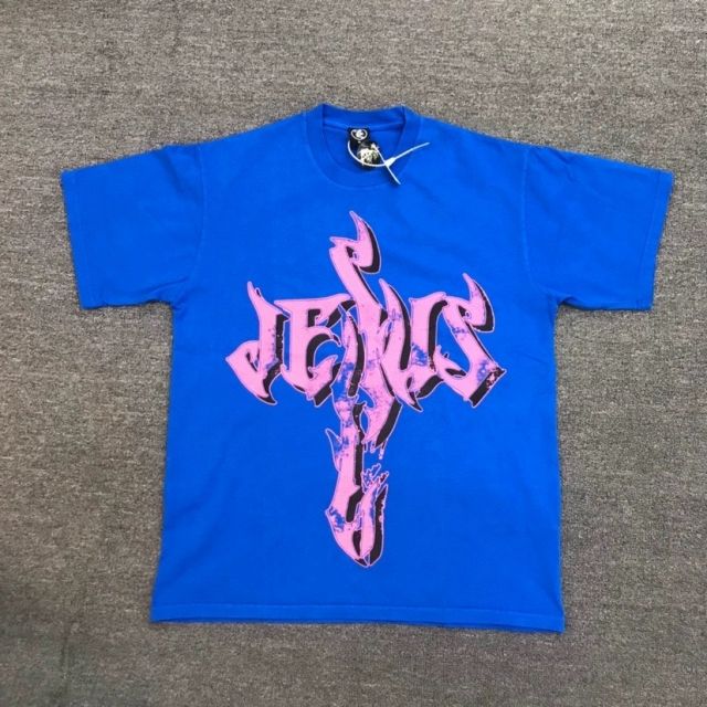 Hellstar Studios pink fire tee blue