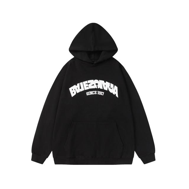 BLCG Reverse Embroidered Hoodie Black White Beige