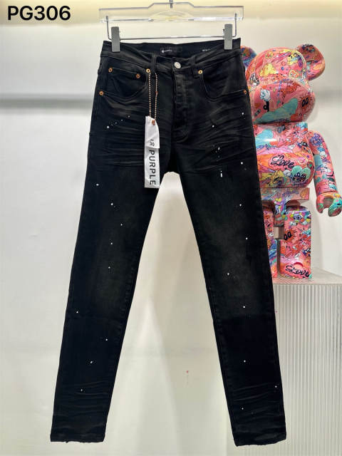 [Best Quality]1:1 PURPLE Splatter Ink Black Jeans 23SS Pants