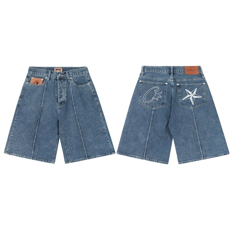 Corteiz star jean shorts blue