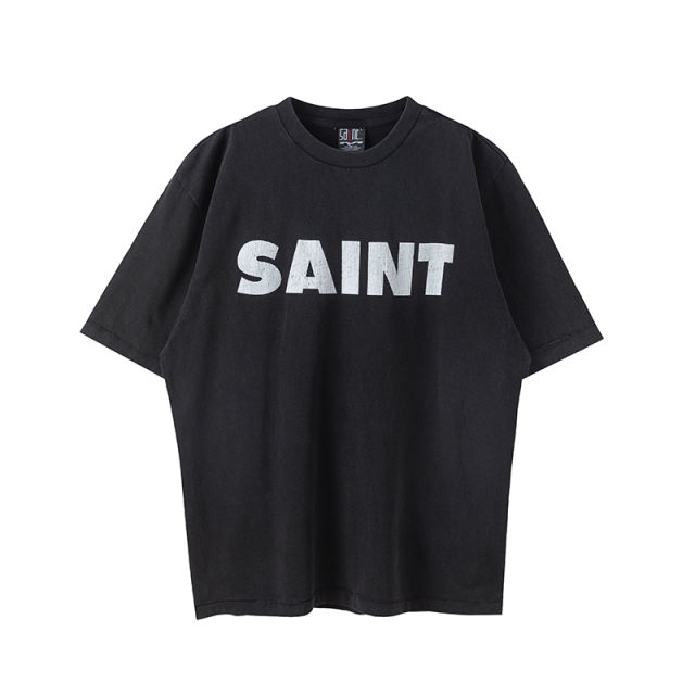 Saint Michael Classic Letter Logo Washed Tee Black