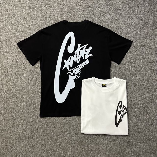 Corteiz Gun Lettering Tee White Black