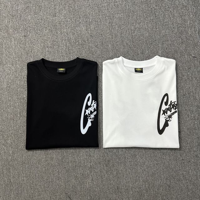 Corteiz Gun Lettering Tee White Black