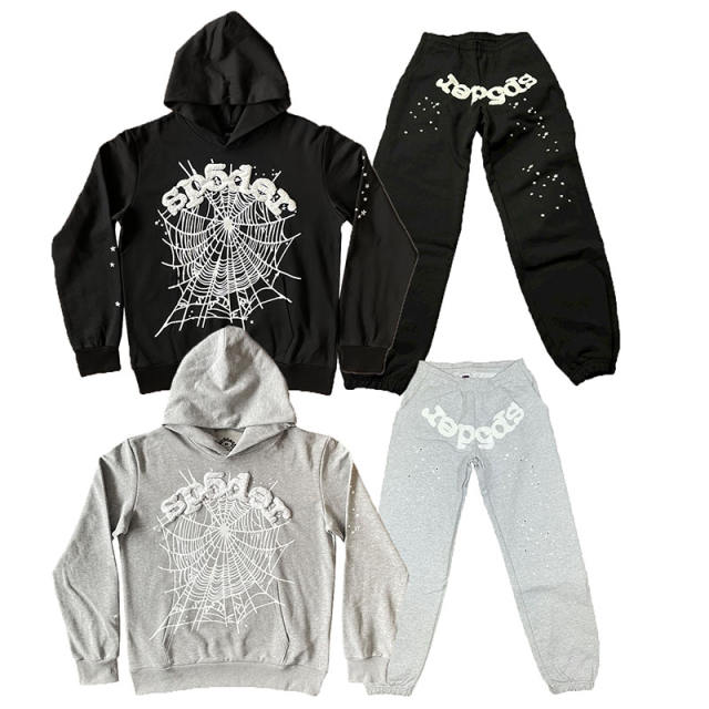 Sp5der 555555 OG Web Hoodie Pants Black White
