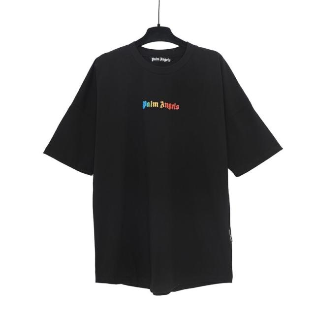 Palm Angels Rainbow Letters Tee Black White