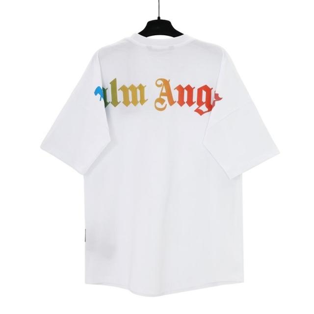 Palm Angels Rainbow Letters Tee Black White